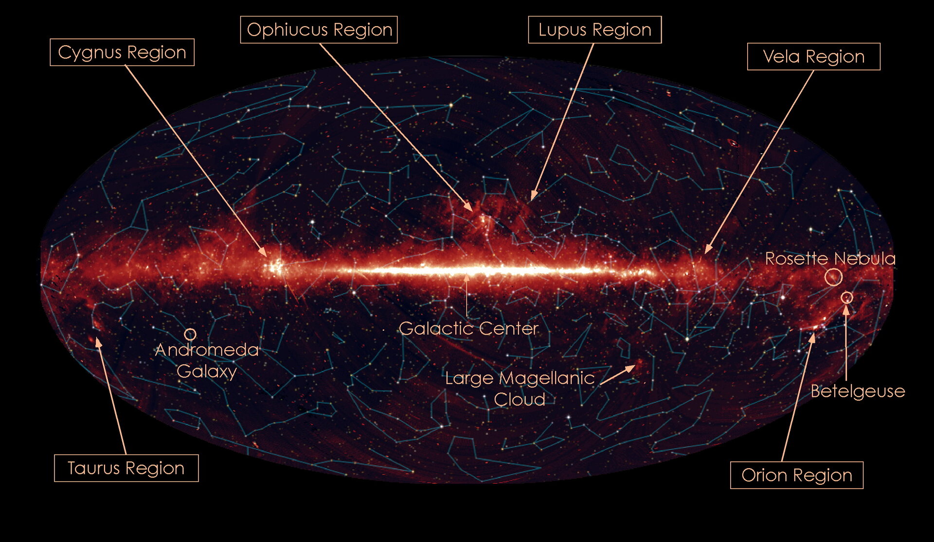 ESA - All-sky map in infrared light with constellations and star ... ESA - All-sky map in infrared light with constellations and star ...