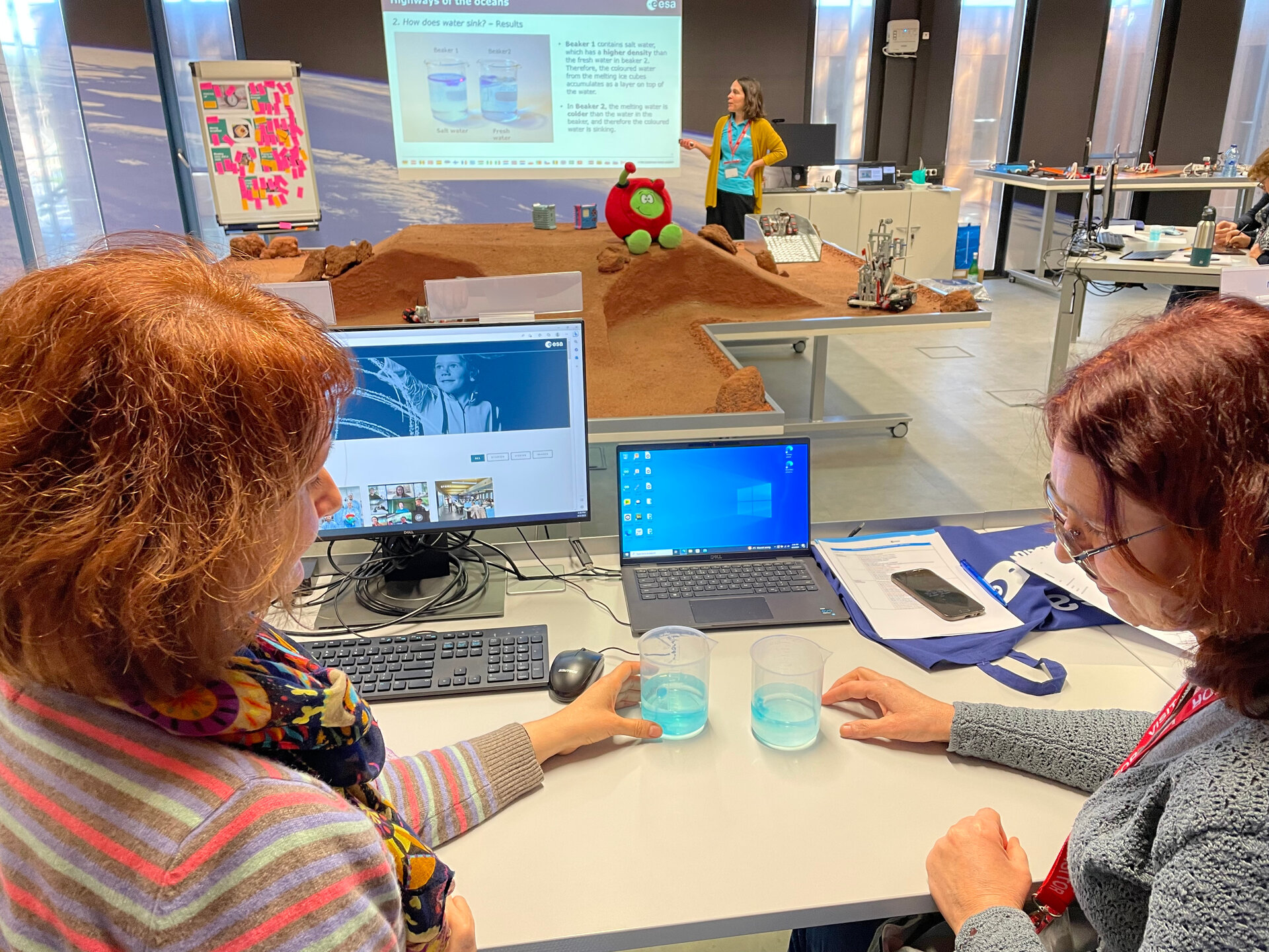 ESA - Teachers performing an experiment to visualise how surface ocean ...